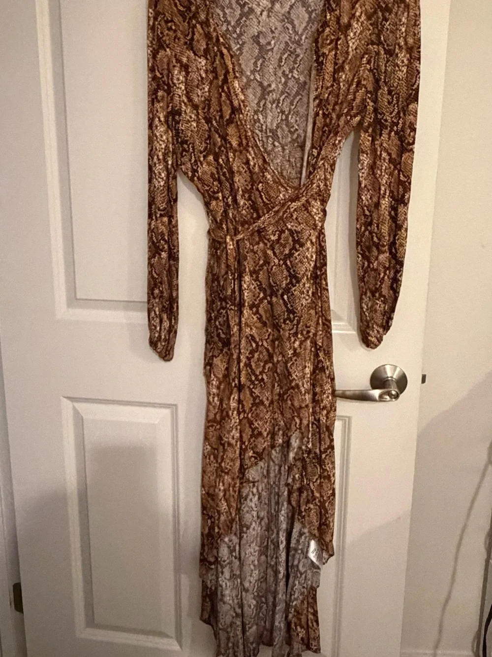 Shyanne | Dresses | Shyanne Brown Snakeprint Long Sleeve Wrap Dress ...